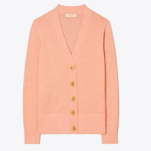 Tory Burch | Sweaters | Tory Burch Simone Wool Cardigan In Coral With ...